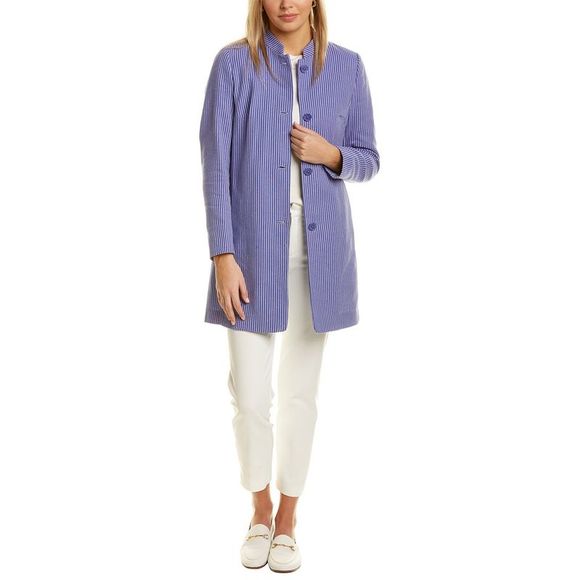 Anne Klein | Jackets & Coats | Anne Klein Womens Tweed Dash Coat Blue ...